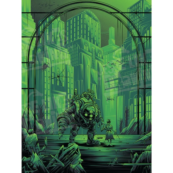 Bioshock Art Print Big Daddy Little Sister Rapture Etsy