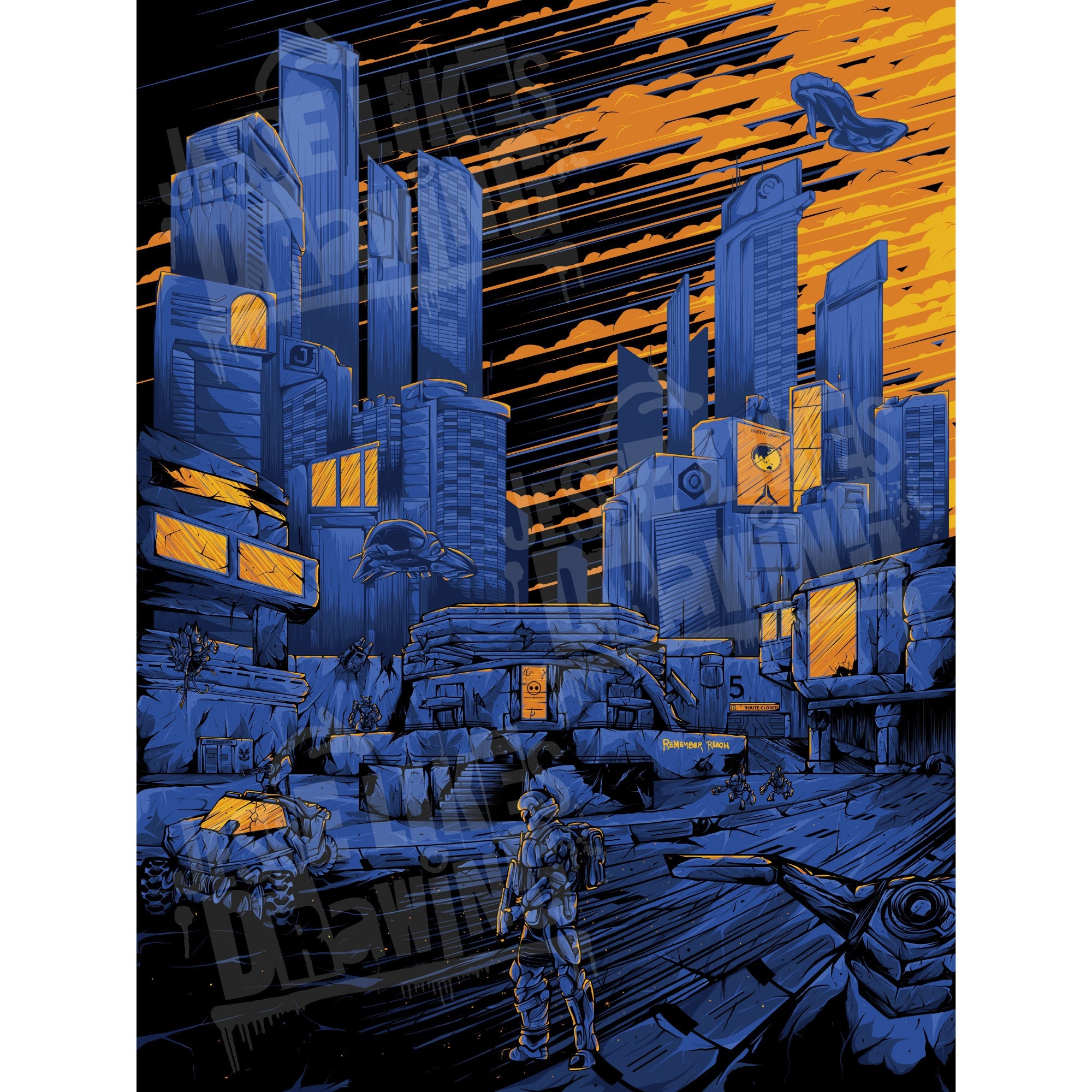 Halo 3 ODST Art Print - the Rookie - Halo - New Mombasa - Etsy
