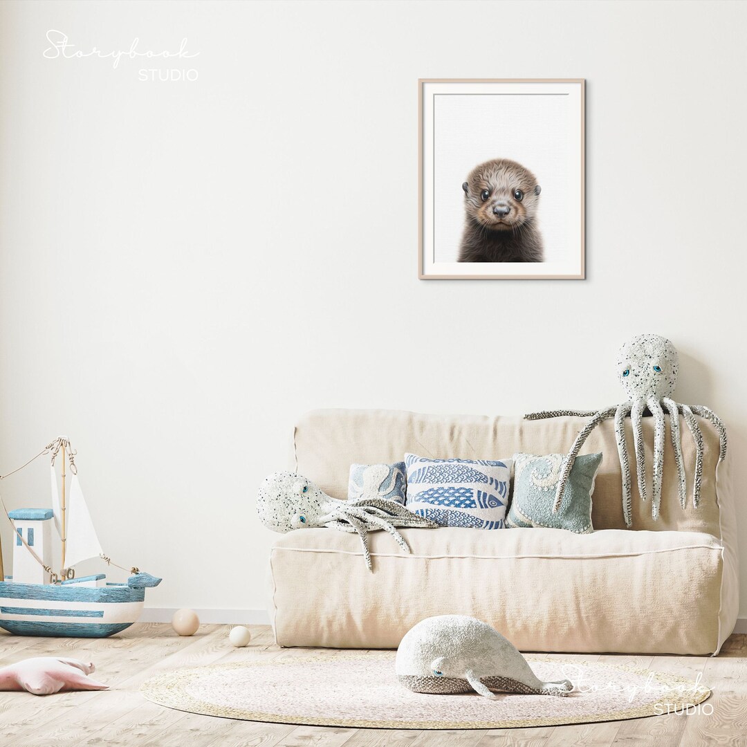Cute Baby Sea Otter Digital Print | Nautical Printable Nursery Art ...