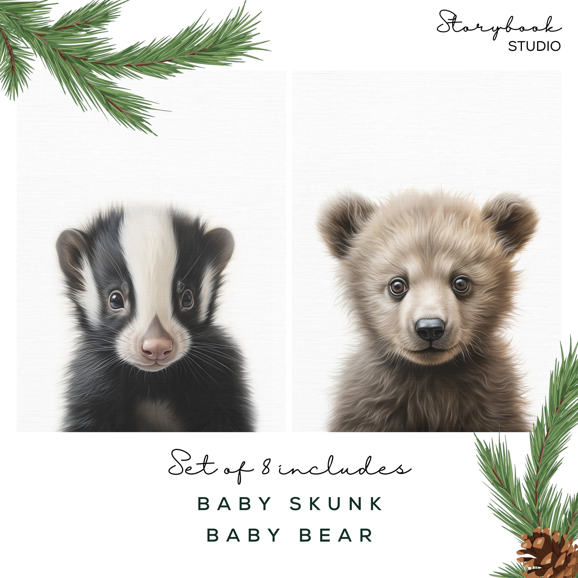 Woodland Baby Animal Printable Nursery Art Paintings Fox, Deer, Rabbit ...