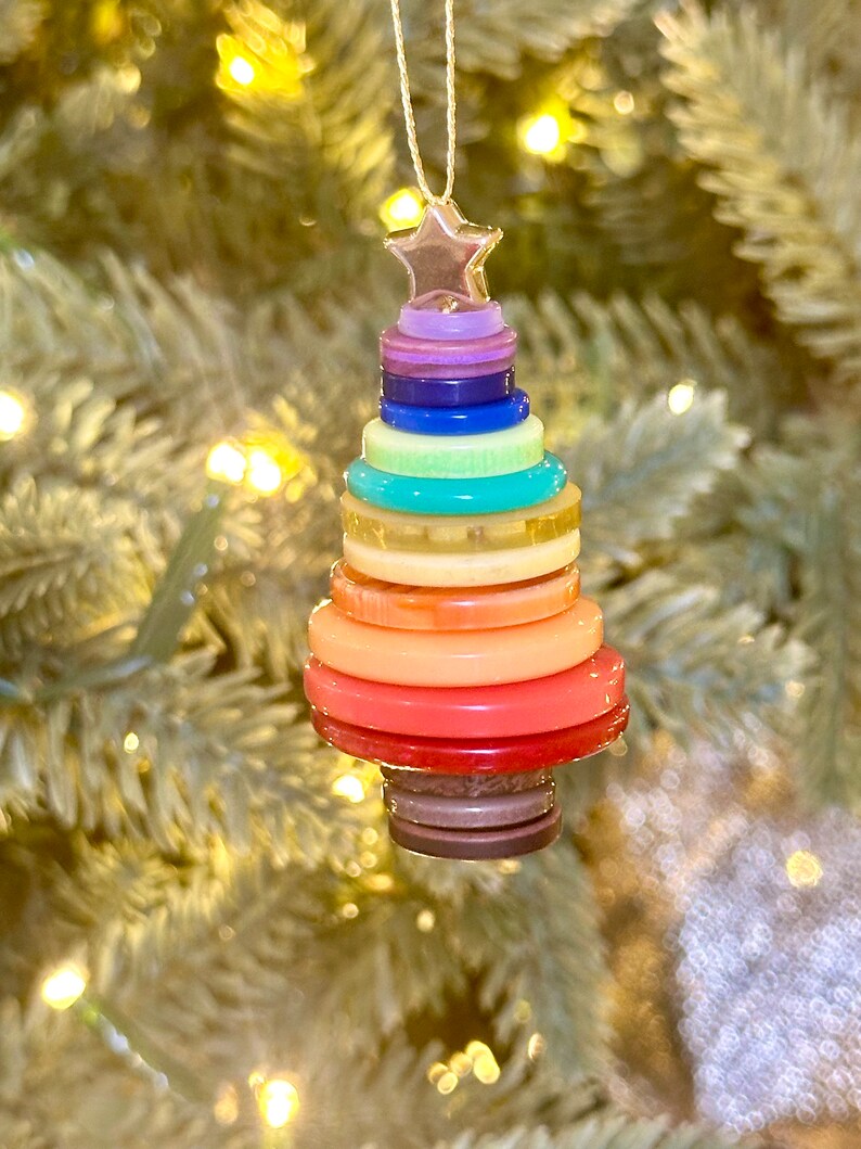 Handmade Button Christmas Tree Ornament With Star - Etsy