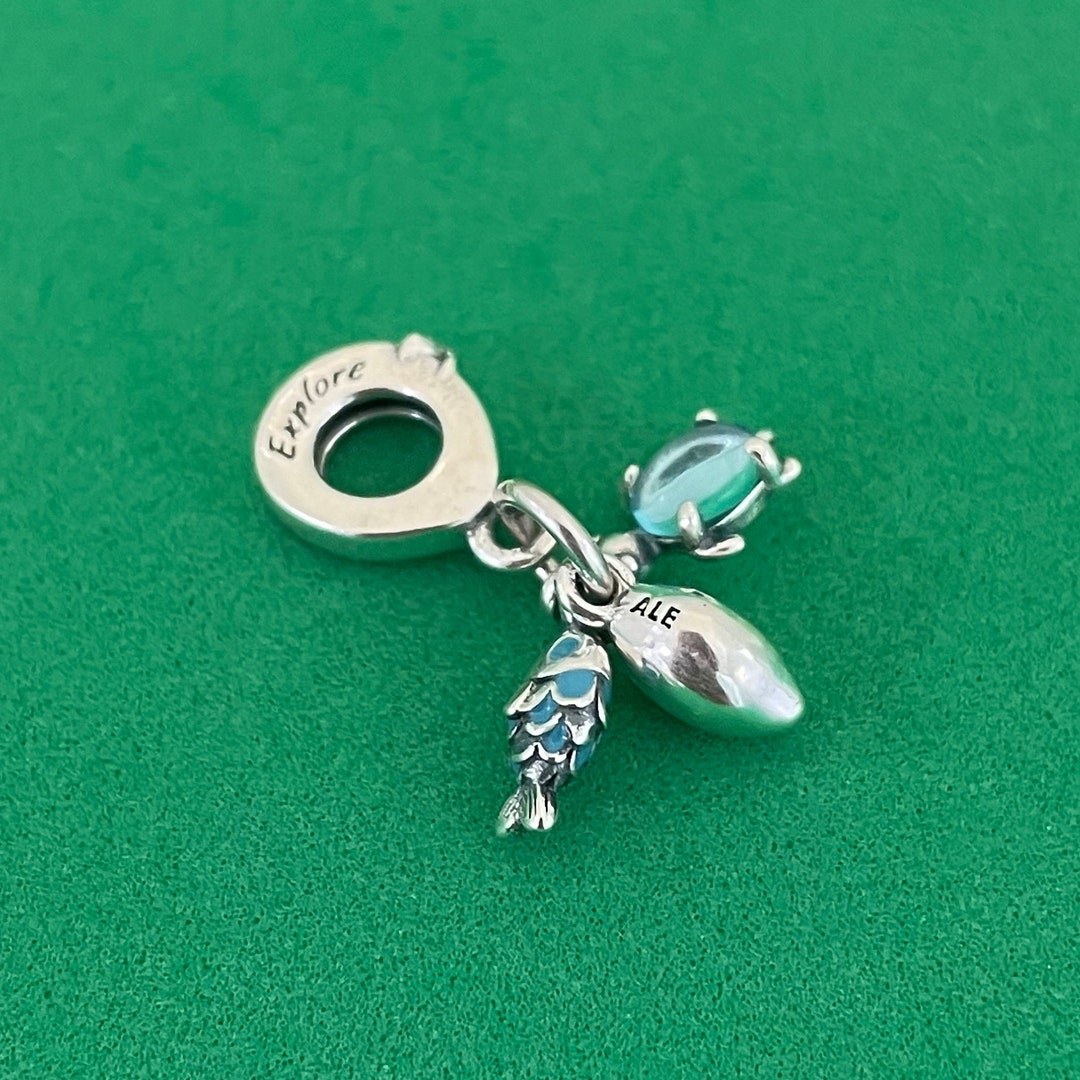 Pandora Fish, Sea Turtle & Conch Triple Dangle Charm 925 Charm ...
