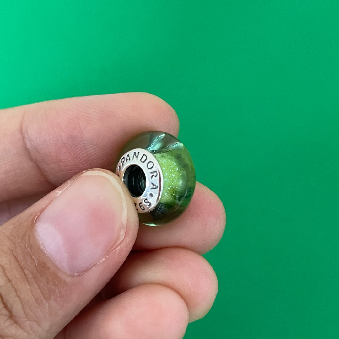 Pandora Murano Glass Charm Disney Tinker Bell's Signature Green 925 ...