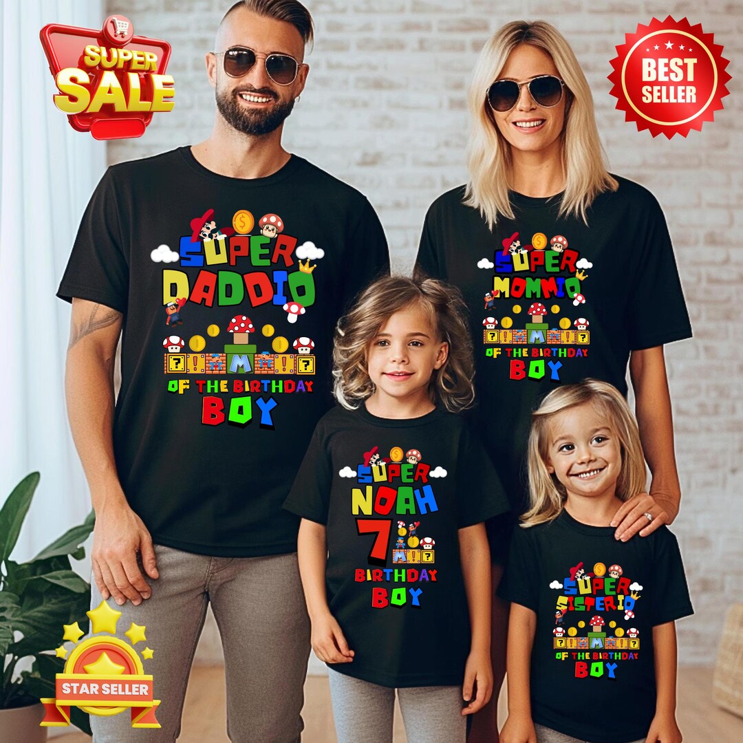 Family Matching Super Kiddo Birthday Shirt, Mario Shirts,custom Mario ...