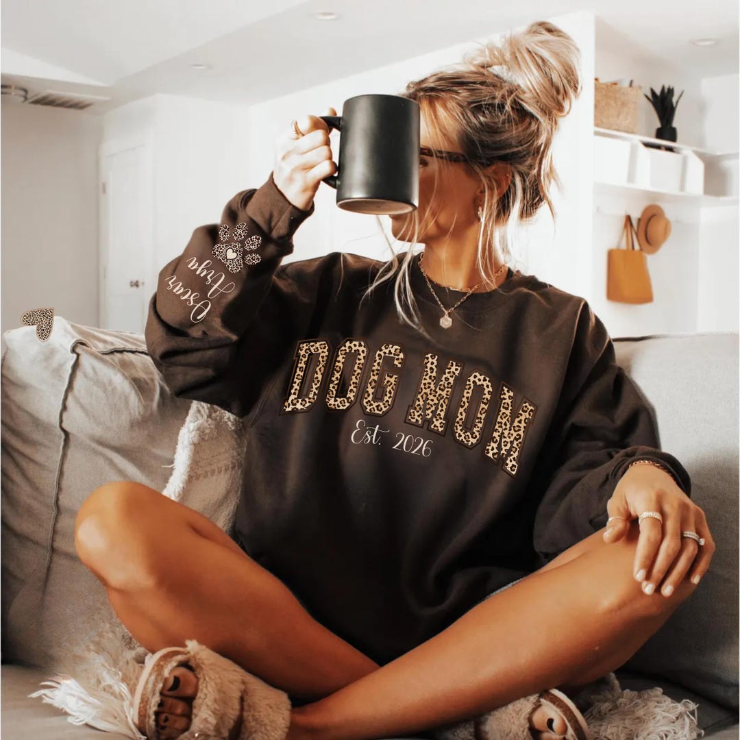 Custom Leopard Dog Mom Sweatshirt, Personalized Dog Mama Hoodie, Dog ...