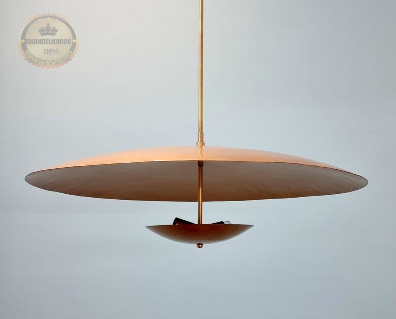 Mid Century Modern Disc Pendant Lamp, Golden Finish, 24-inch - Etsy