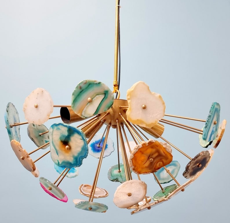 Aristocratic Natural Agates Stones Light Sputnik Chandelier Premium ...