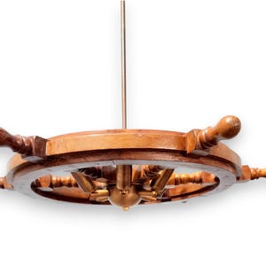 Wood & Brass Ship Wheel Sputnik Chandelier – Nautical 6-light Rustic ...