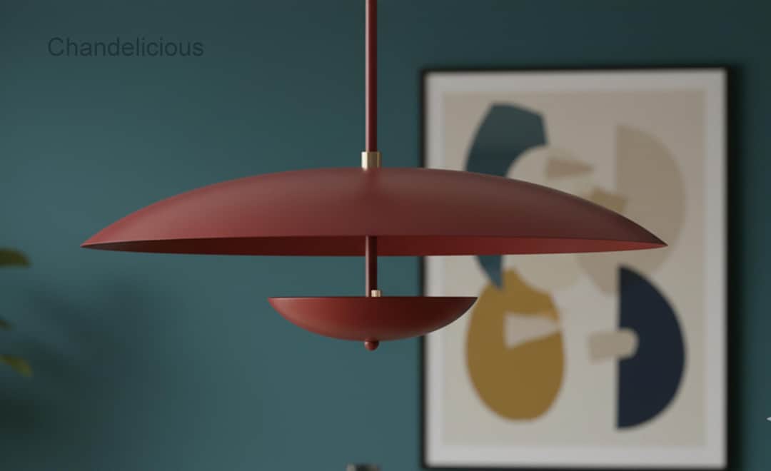 Mid-century Modern Pendant Lamp – Matte Red Ceiling Light Fixture for ...