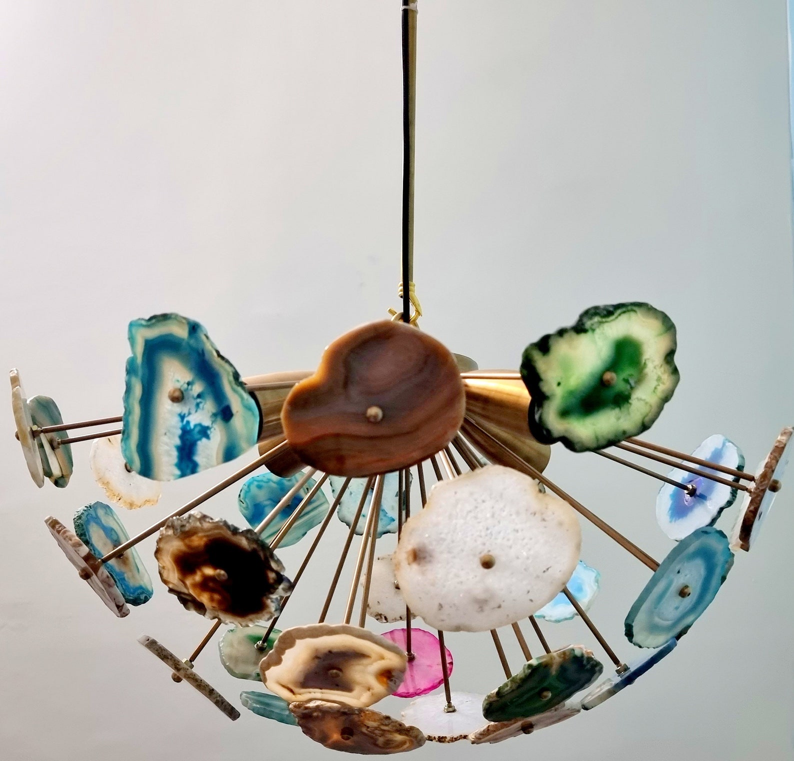 Aristocratic Natural Agates Stones Light Sputnik Chandelier Premium ...