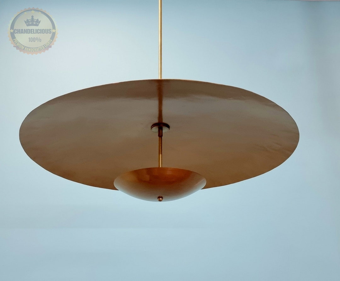 Mid Century Disc Pendant Lamp Big & Small Disc Shade Gold Finish Sky ...