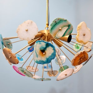 Aristocratic Natural Agates Stones Light Sputnik Chandelier Premium ...