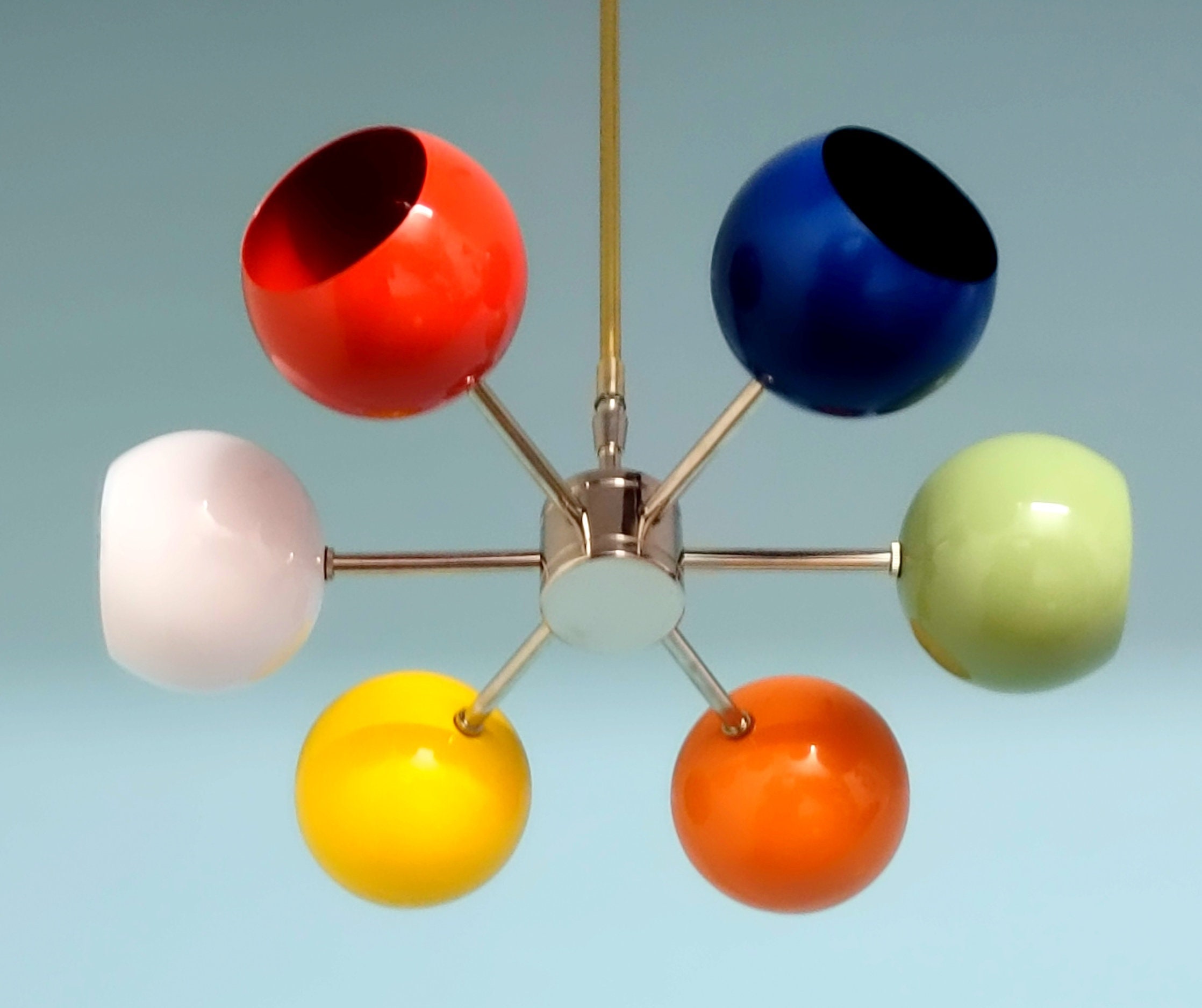 Modern Brass Sputnik Chandelier: Colorful Eyeball Pendant Light - Etsy