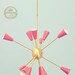 Modern 12 Arms Sputnik Light Fixture Pink Shades Metal Cone Exclusive ...