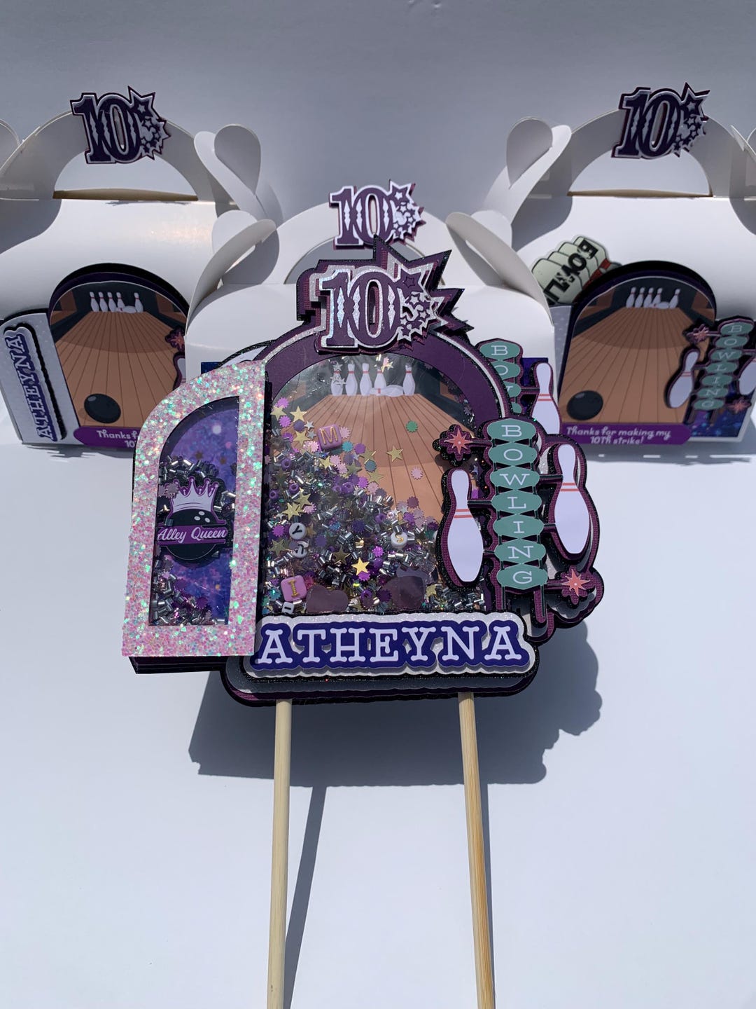 Custom Bowling Game Cake Topper Shaker, Personalized Cake Topper ...