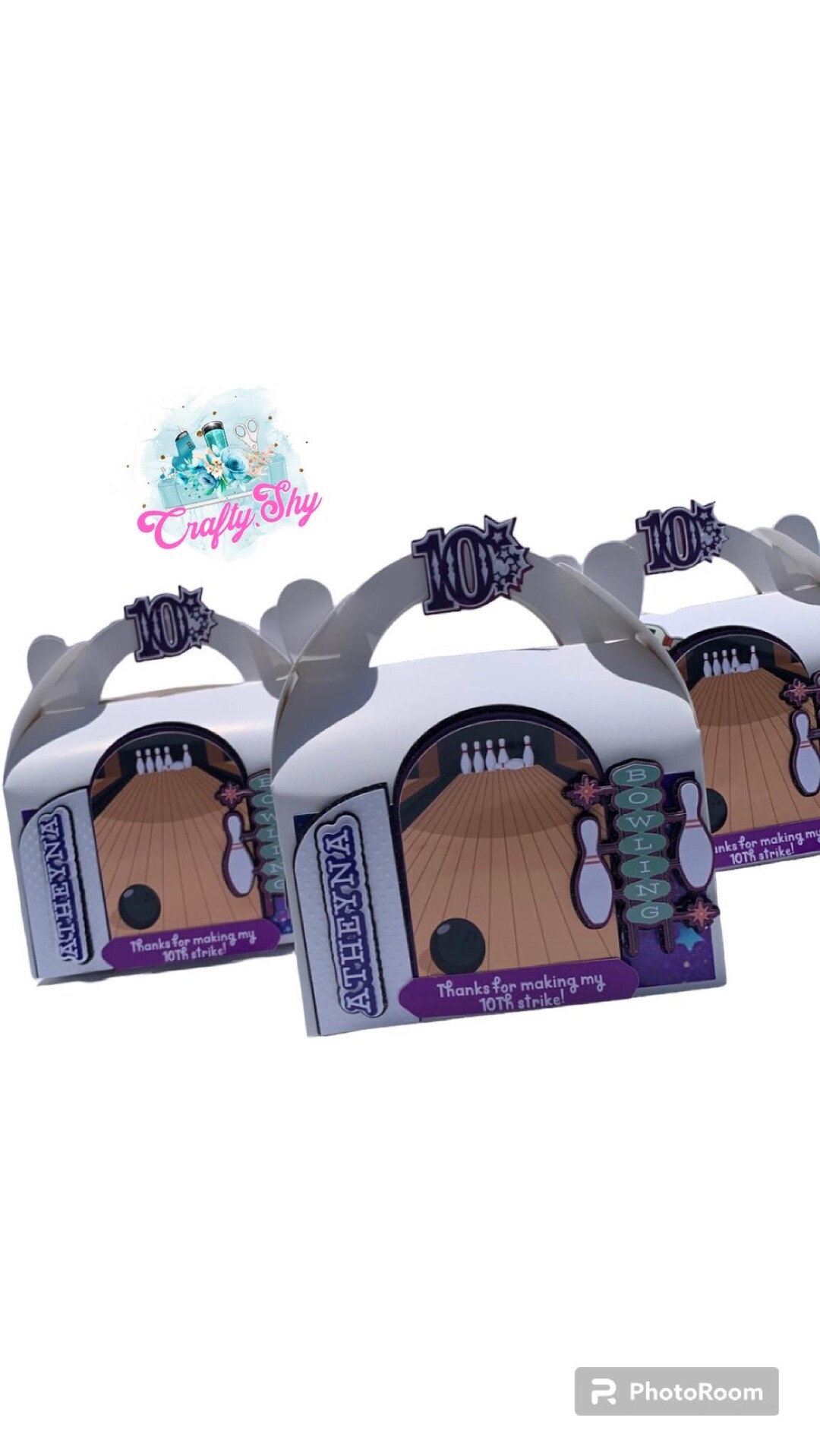 6 Pack Bowling Gable Box, Bowling Party Favor Box, Custom Favor Box for ...