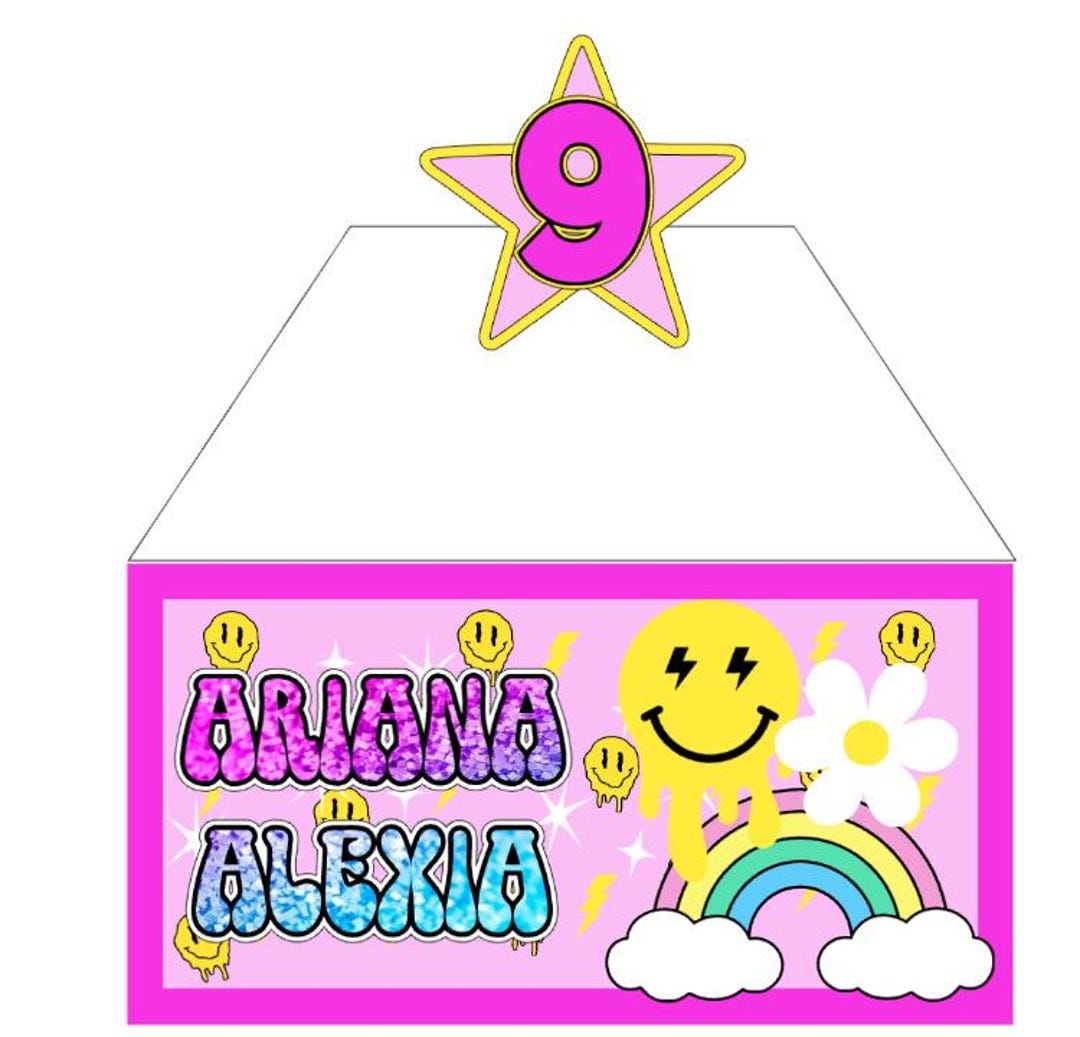 6 Pack Preppy Happy Gable Box, Happy Face Party Favor Box, Custom Favor ...