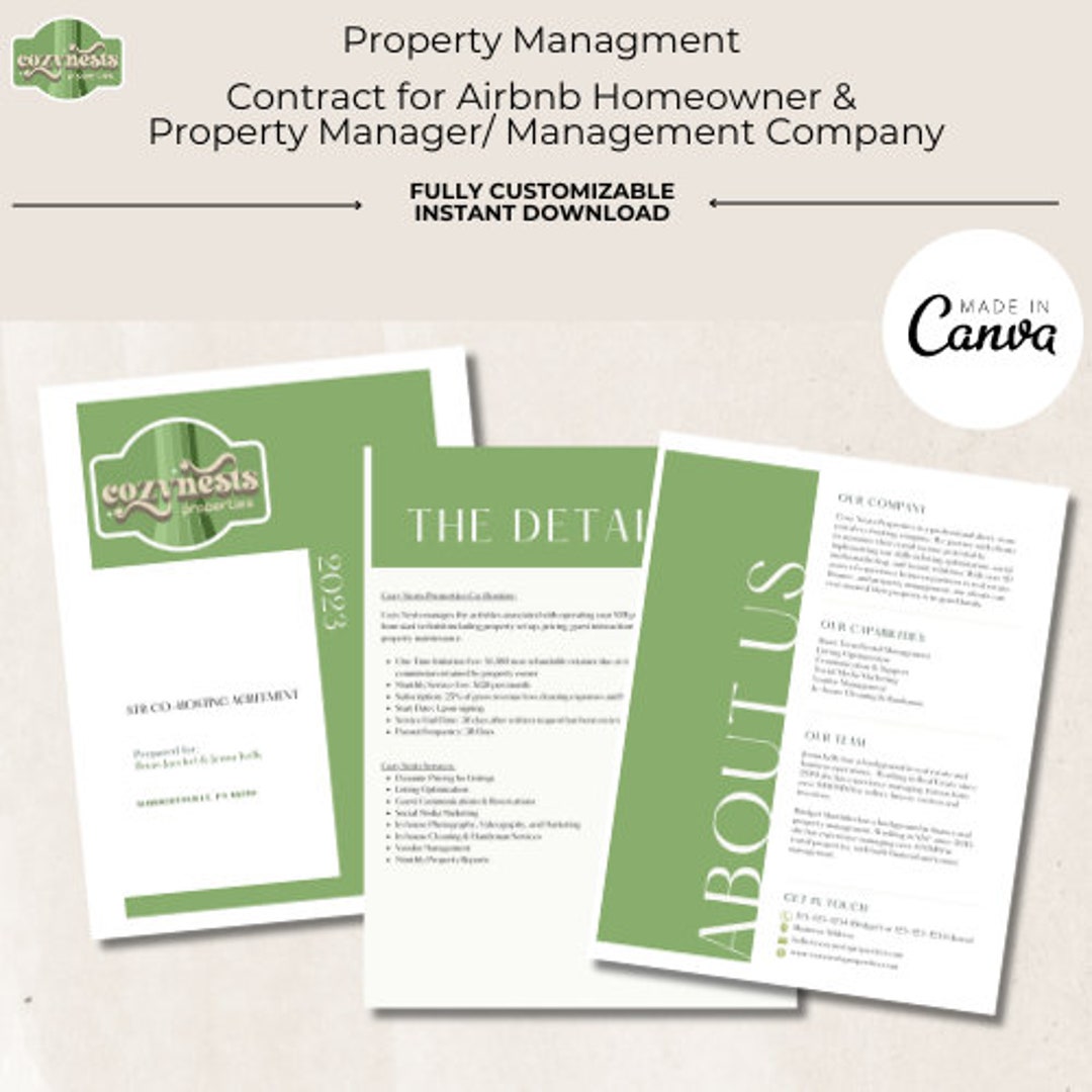 Contract for Airbnb Homeowner & Property Manager/ Management Company - Etsy