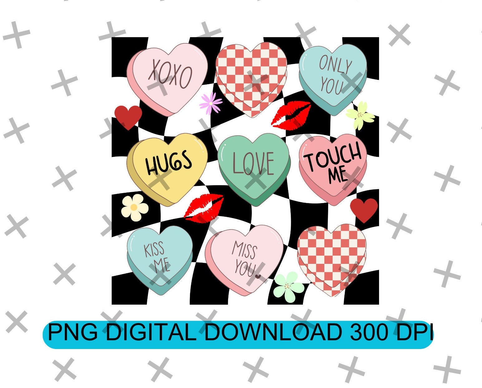 Trendy Valentine Conversation Hearts Png, Popular Nine Hearts, Digital ...