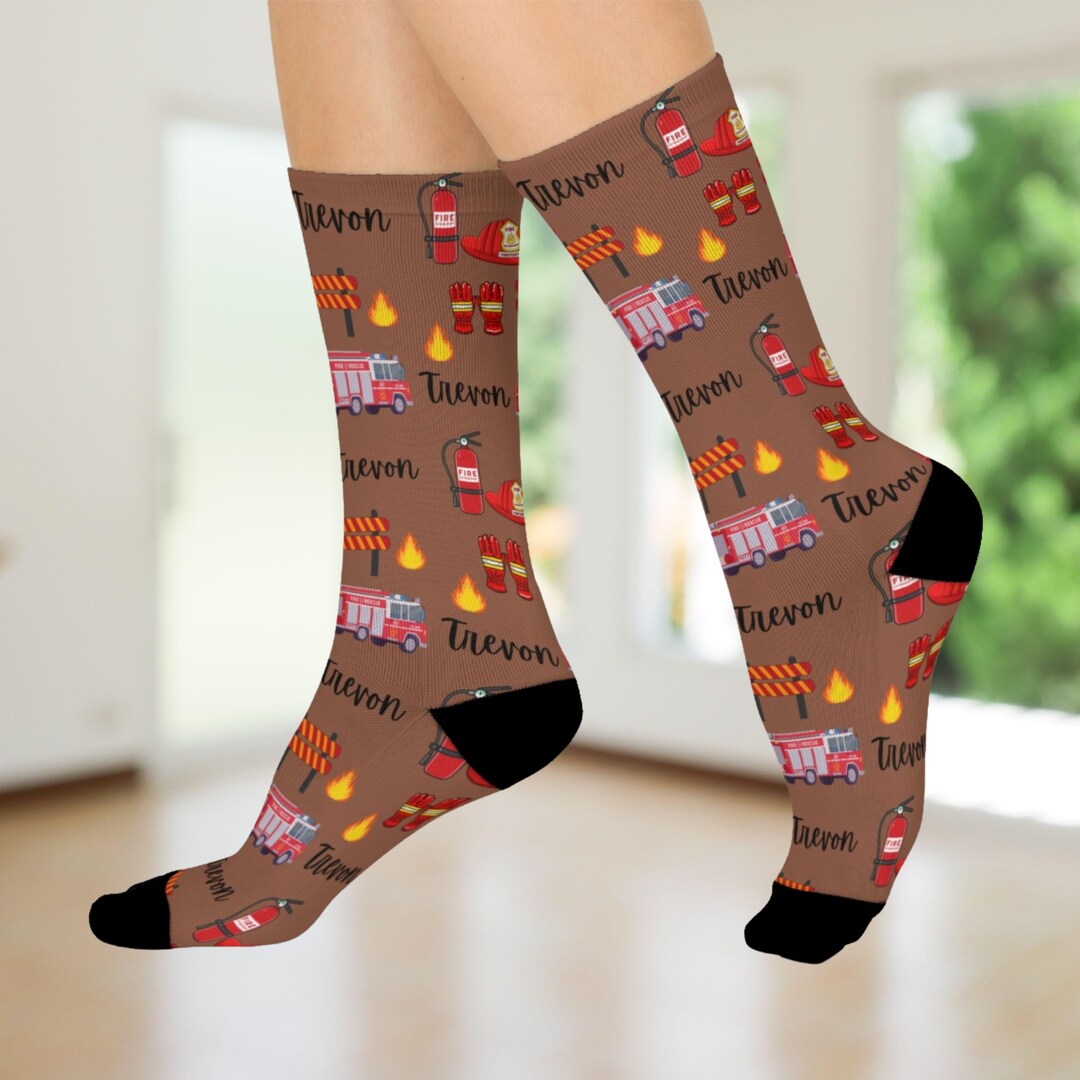 Firefighter Crew Socks: Personalized Firetruck Print, Cozy Everyday ...