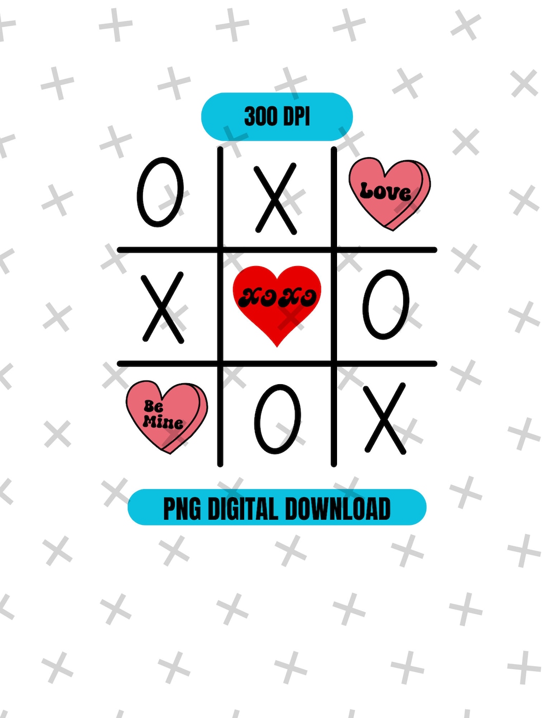 Tic Tac Toe Valentine's Png, Trendy Hearts Sublimation Design, Popular ...