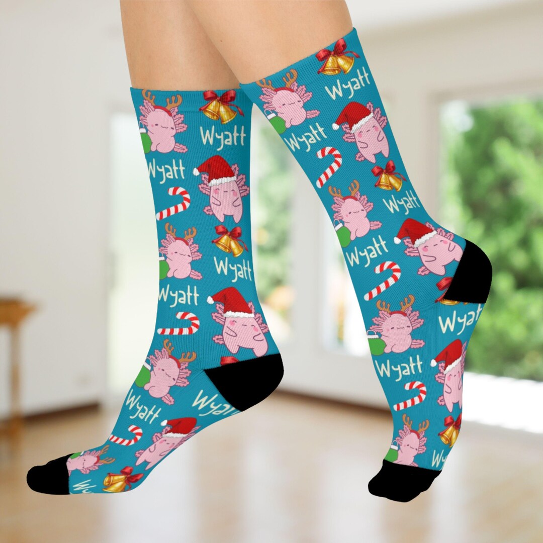 Personalized Axolotl Christmas Socks Gifts for Axolotl Lovers Festive ...