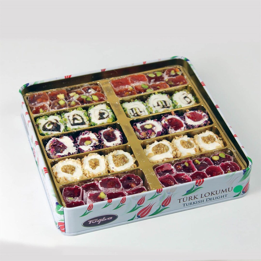 Best Mixed Turkish Delight Package, Metal Gift Box With Tulip Motif ...