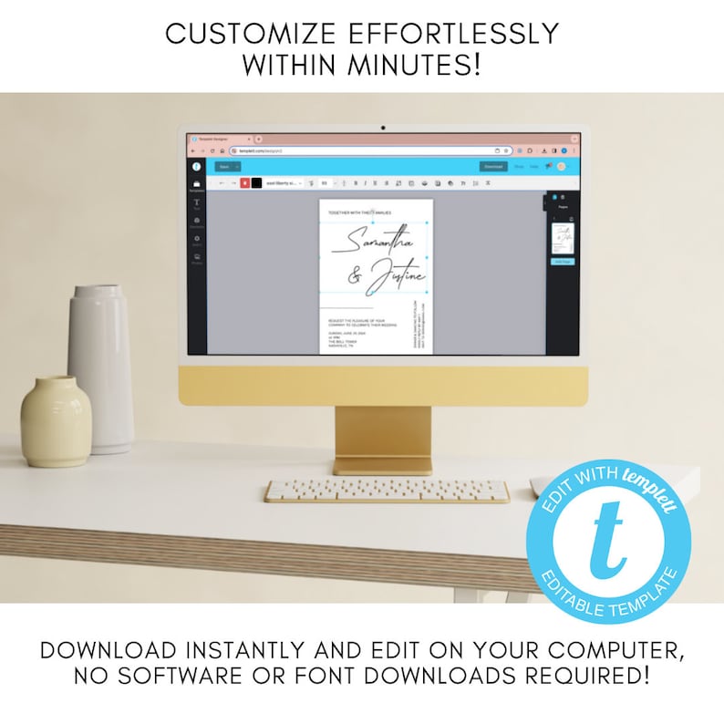 Simple Wedding Invitation Template, Minimalist Wedding Invitation ...