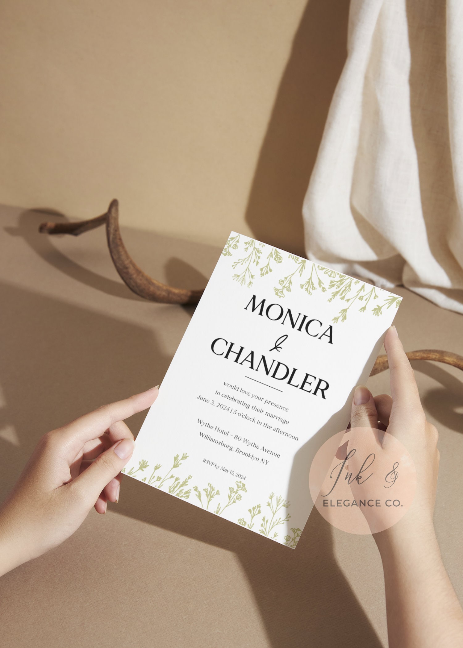 Minimalist Garden Wedding Main Invitation Template, Garden, Simple ...