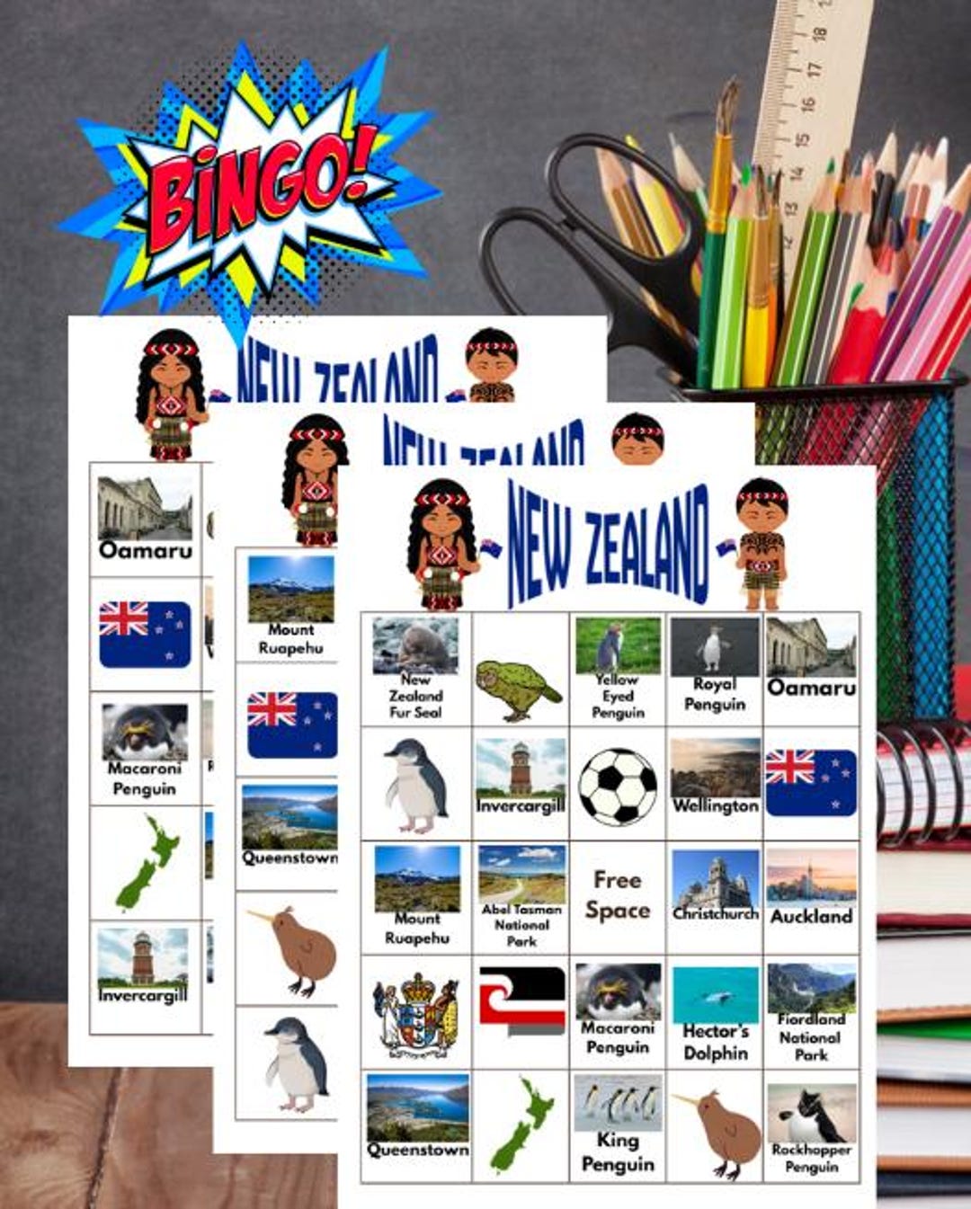 New Zealand Geography Bingo Printable Educational Game for Schools NZ ...