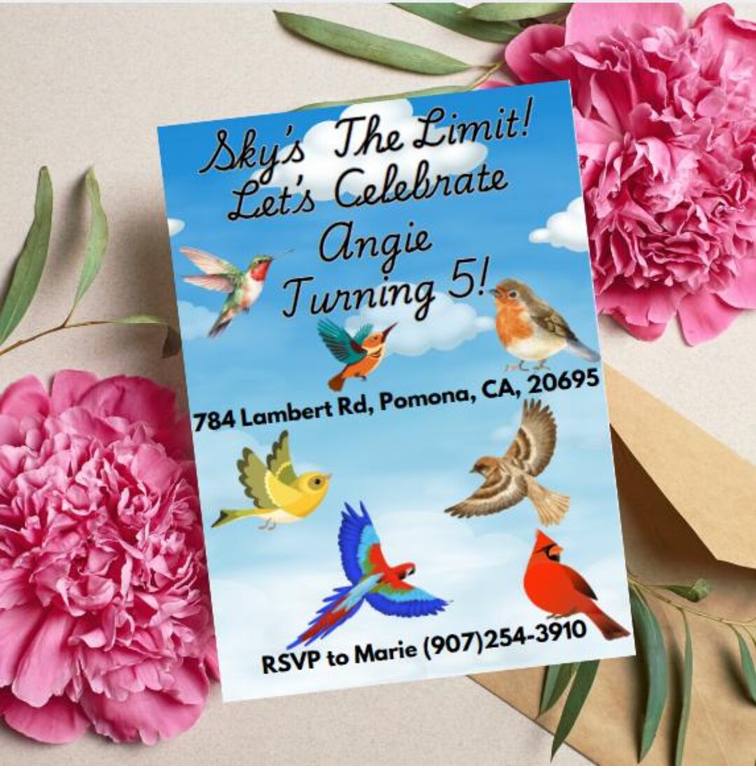Digital Birthday Invitation Bird Theme Editable Canva Template Instant ...
