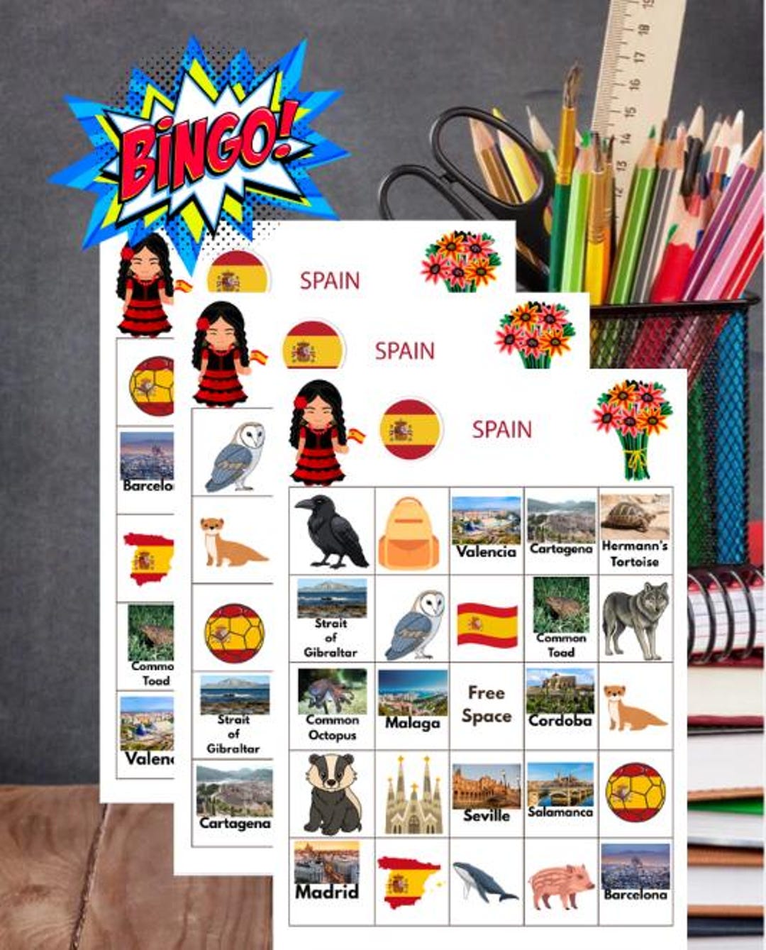 Spain Bingo Game Printable Spanish Culture Activity for Kids and Adults ...