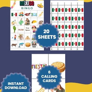 Mexico Bingo Game Printable Mexican Party Game Cultural Family Activity ...
