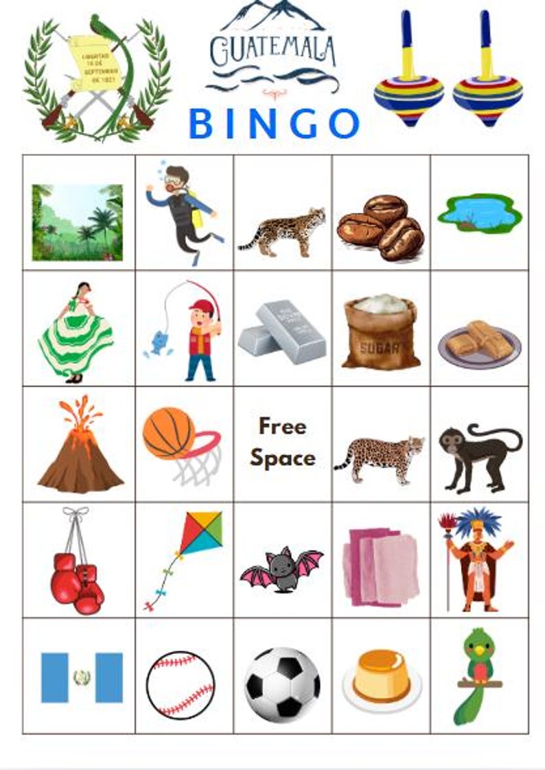 Guatemala Bingo Game Printable Guatemalan Culture Game Classroom ...
