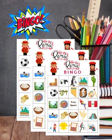 Peru Bingo Game Printable Spanish Activity Hispanic Heritage Classroom ...