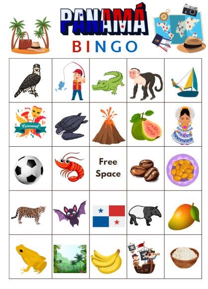Panama Bingo Game Printable Spanish Activity Hispanic Heritage ...