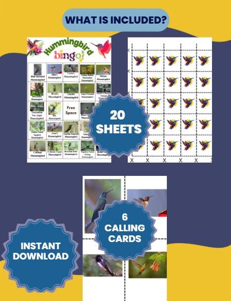 Printable Hummingbird Bingo Game for Kids and Adults Educational Nature ...