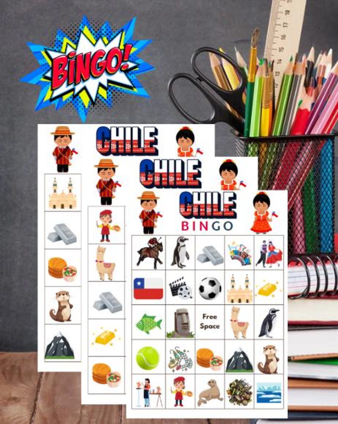 Chile Bingo Game Printable Spanish Activity Hispanic Heritage Classroom ...