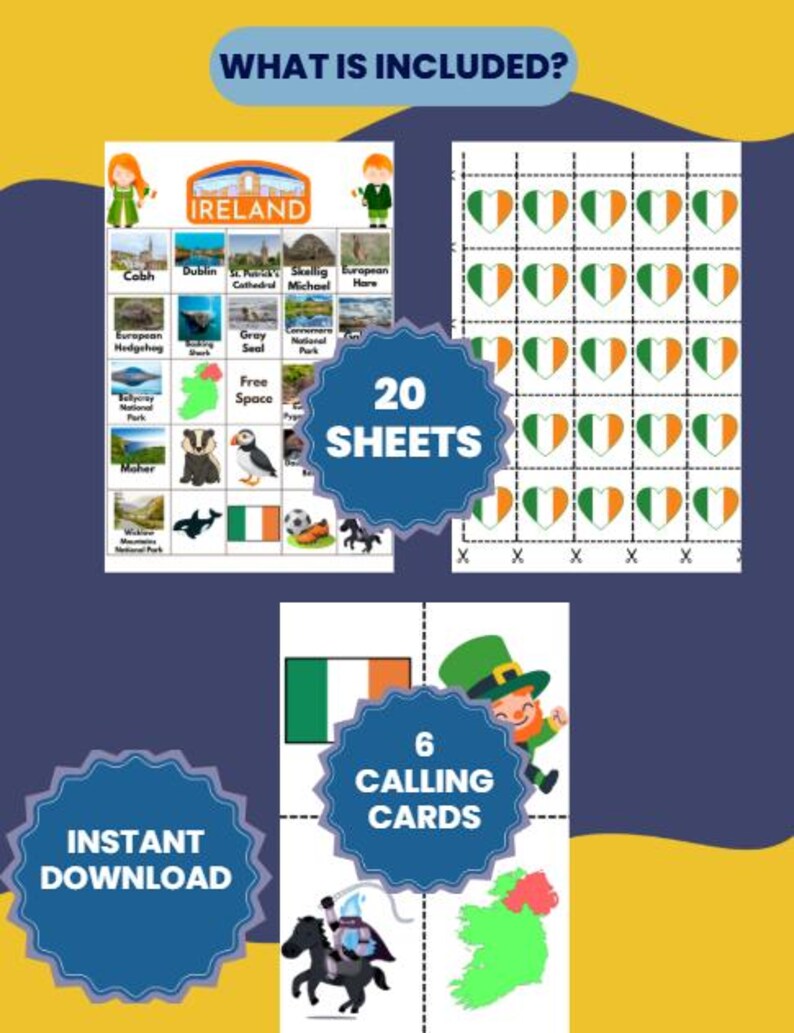 Ireland Country Bingo for Kids Learning Castles Traditions and ...
