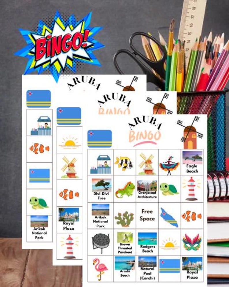 Aruba Bingo Game Printable Caribbean Island Activity - Etsy