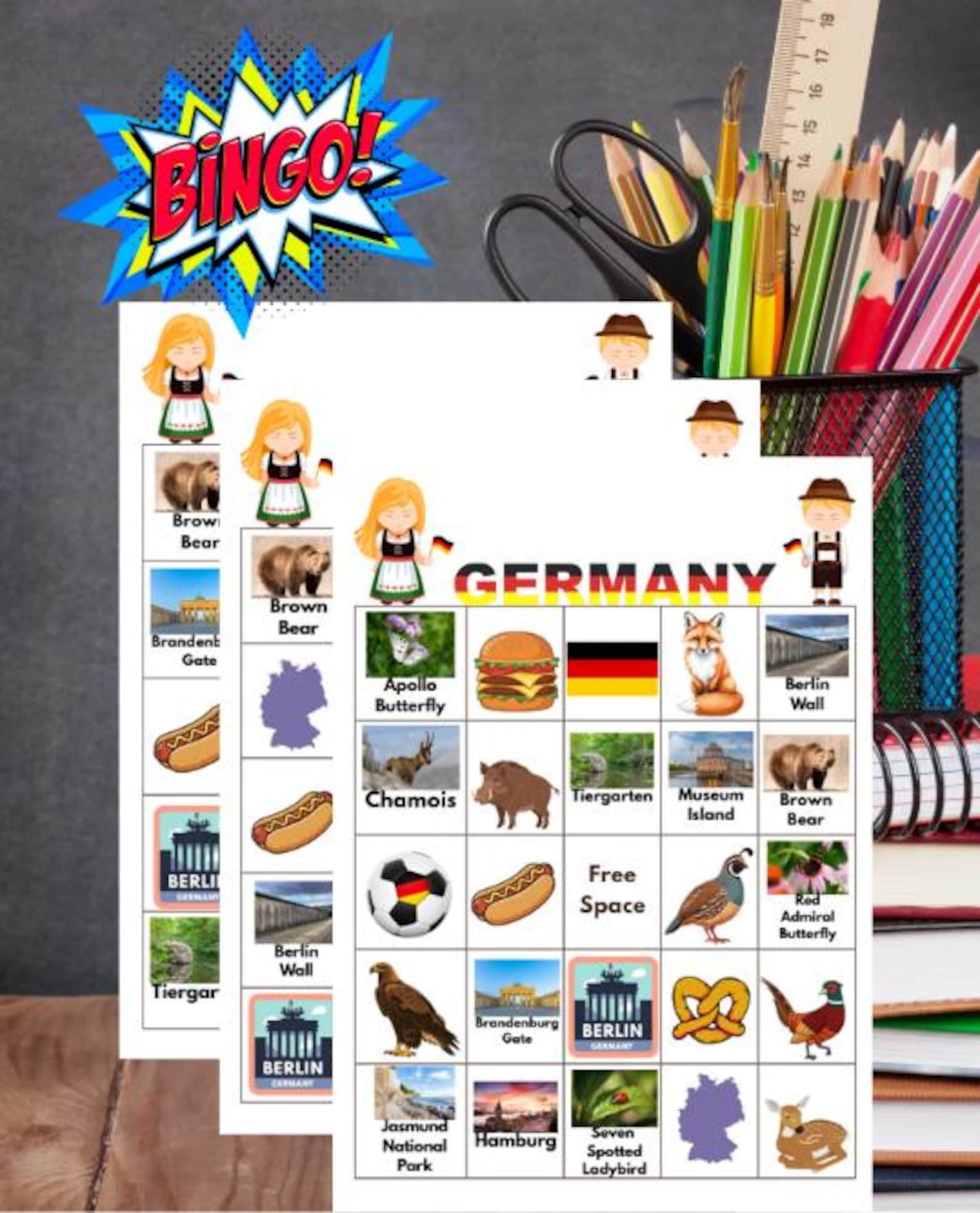 Germany Bingo Game for Kids Learning Culture and European Geography ...
