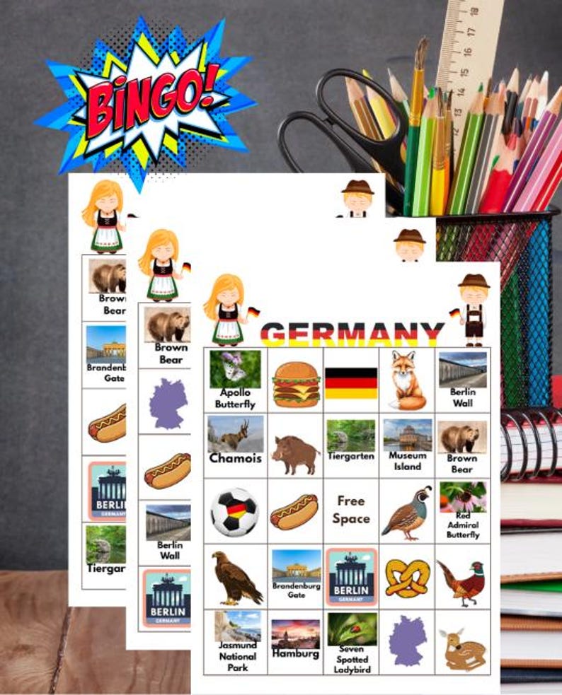 Germany Bingo Game for Kids Learning Culture and European Geography ...