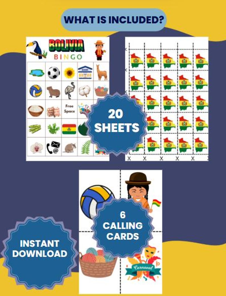 Bolivia Bingo Game Printable Spanish Activity Hispanic Heritage ...