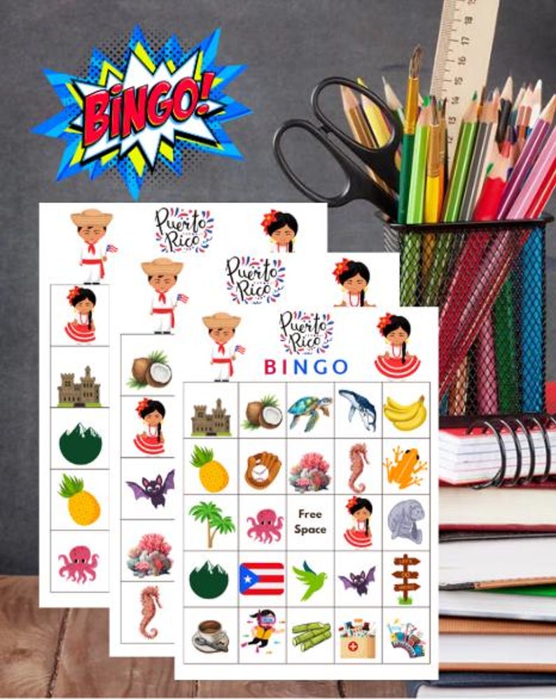 Puerto Rico Bingo Game Printable Spanish Activity Hispanic Heritage ...