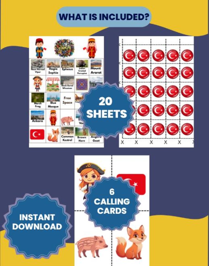 Turkey Bingo Game Cards for Kids and Adults Turkish Culture Activity ...