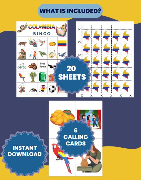 Colombia Bingo Game Colorful Colombian Party Game Latin American Bingo ...