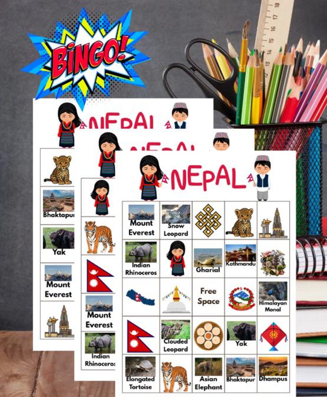 Nepal Bingo Game Printable Nepal Party Activity for Kids and Adults ...