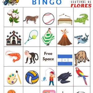 Honduras Bingo Game Printable Honduran Cultural Game Family Classroom ...