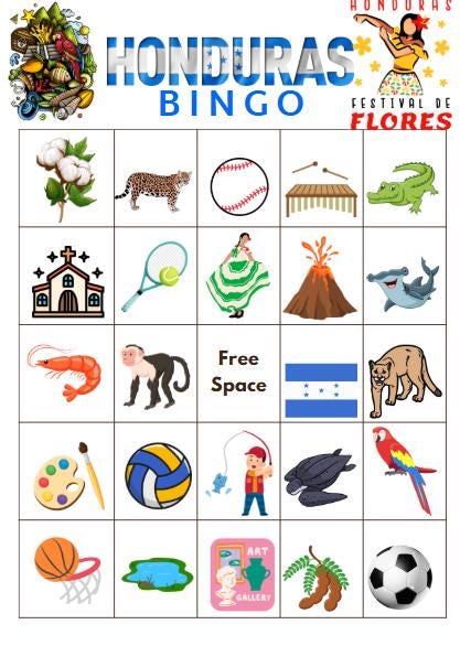 Honduras Bingo Game Printable Honduran Cultural Game Family Classroom ...