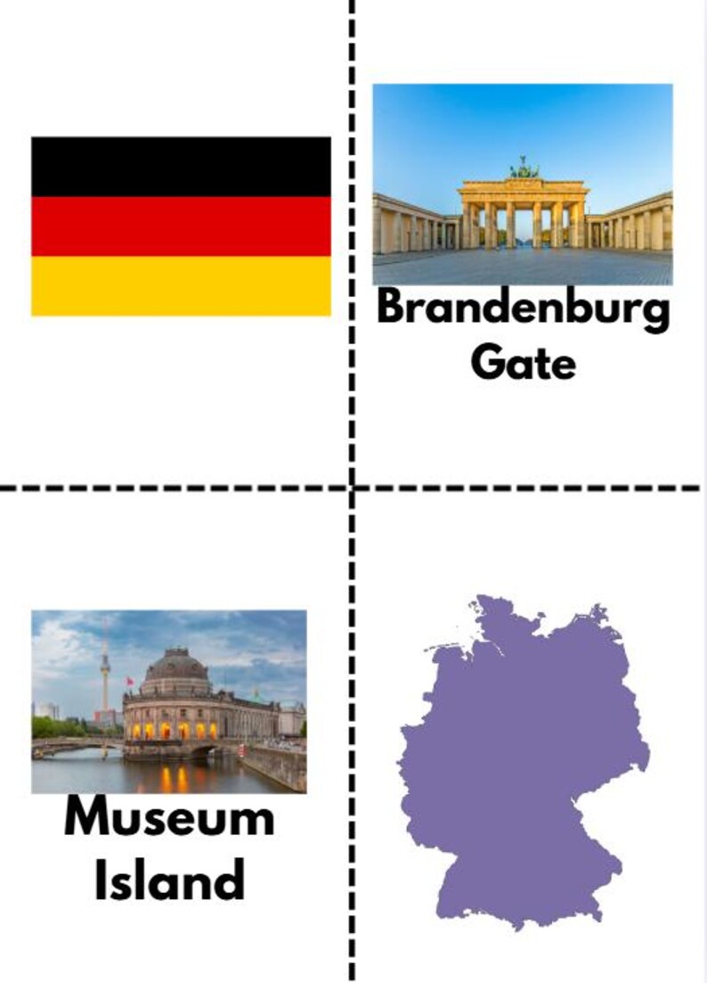 Germany Bingo Game for Kids Learning Culture and European Geography ...